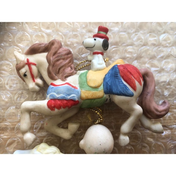 Peanuts | Holiday | 96s Peanuts Porcelain Carousel Horse Ornaments ...